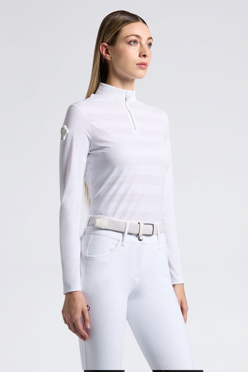 Cavalleria Toscana - Perforated Jersey L/S Polo - White – The Rider Shop